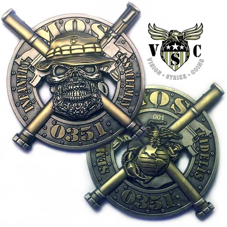 Infantry Assaultman 0351 MOS USMC Military Challenge Coin Infantry Assaultman 0351 MOS USMC Military Challenge Coin